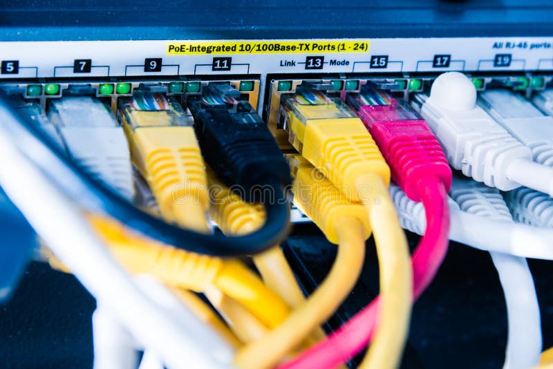Ethernet Cables Connected To Server Switch Stock Photo - Image of ...
