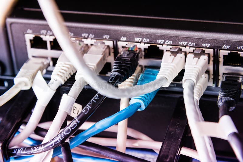 Ethernet Cables Connected To Server Switch Stock Photo - Image of ...