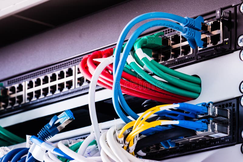 Ethernet Cables Connected To Server Switch Stock Photo - Image of ...