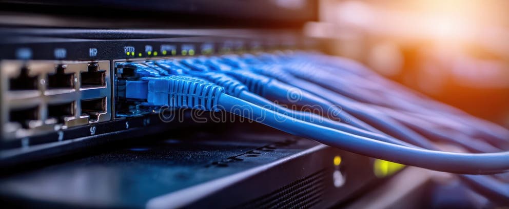 The Ethernet Cables Connecting To a Modern Network Router in a Vibrant ...