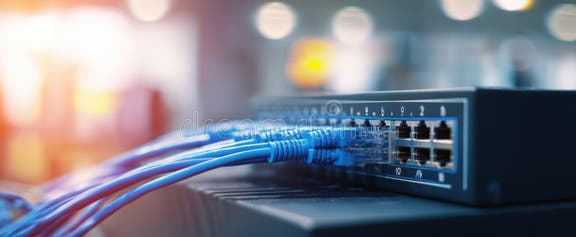 The Ethernet Cables Connecting To a Network Router in a Modern ...