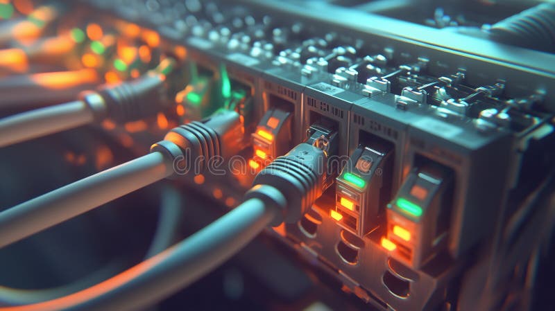 Ethernet Cables Connecting To Network Switch Ports in Data Center Stock ...