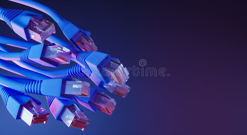 Ethernet Cables with Neon Light Stock Illustration - Illustration of ...