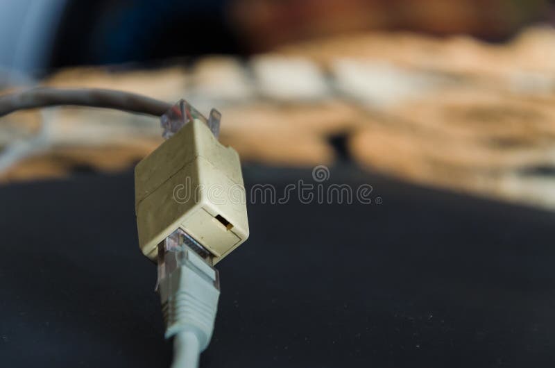 Ethernet Cables Plugged in stock image. Image of connector - 109481171