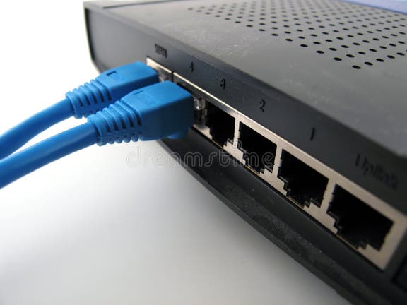 Ethernet Cables Plugged into Router Stock Image - Image of ethernet ...