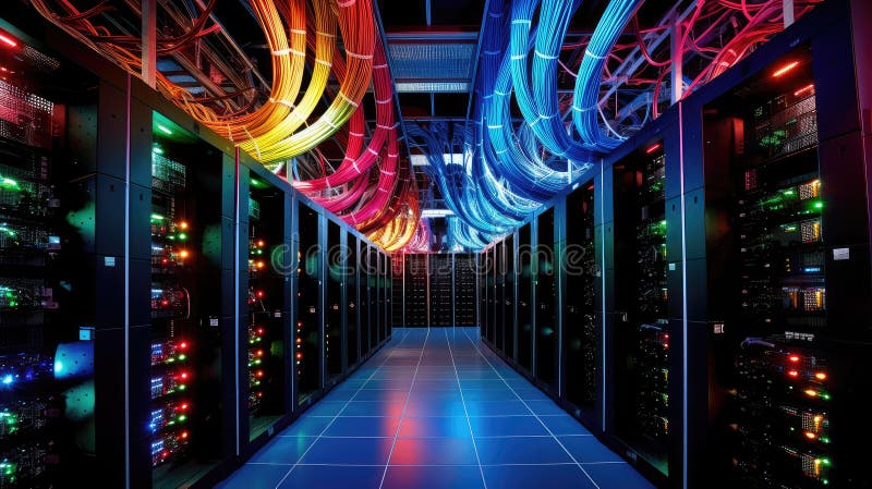 Ethernet cabling data stock illustration. Illustration of racks - 375002122