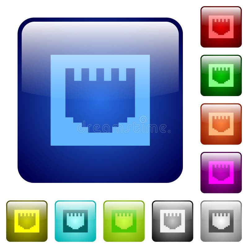 Ethernet Connector Color Square Buttons Stock Vector - Illustration of ...