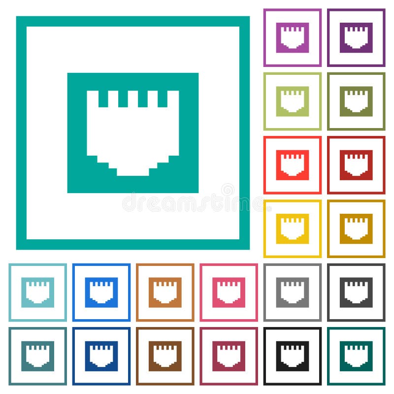 Ethernet Connector Icons on Color Glossy, Rectangular Menu B Stock ...