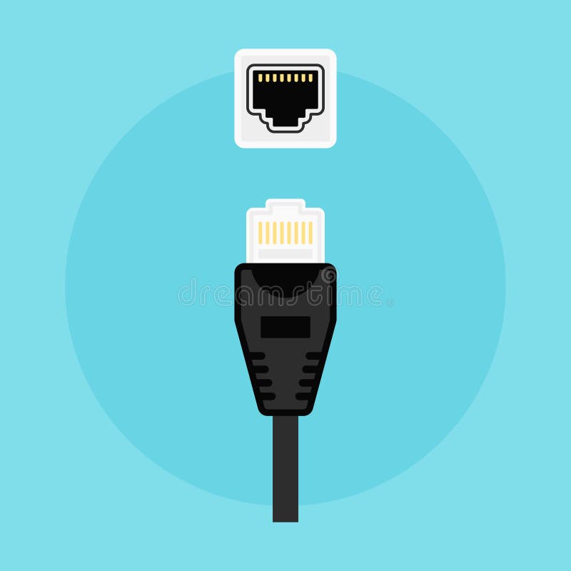 Ethernet Connector and Network Socket Vector Colored Flat Illustration ...