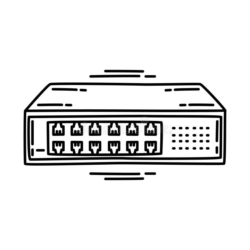 Ethernet Hub Network Icon. Doodle Hand Drawn or Outline Icon Style ...