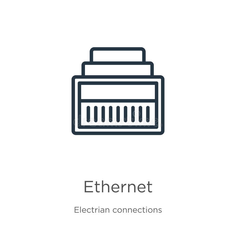 Ethernet Icon. Thin Linear Ethernet Outline Icon Isolated on White ...