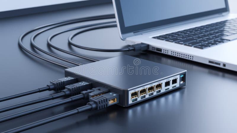 Ethernet Network Hub and Patch Cable Connections Stock Photo - Image of ...