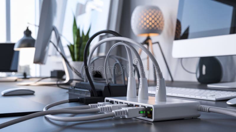Ethernet Network Hub and Patch Cable Connections Stock Photo - Image of ...
