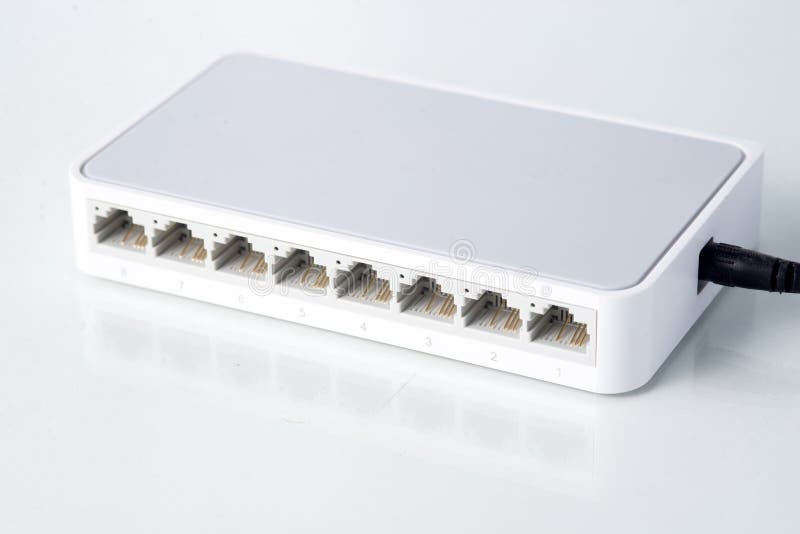 Ethernet Network Switch with Eight Ports on a Clean Background, Used ...