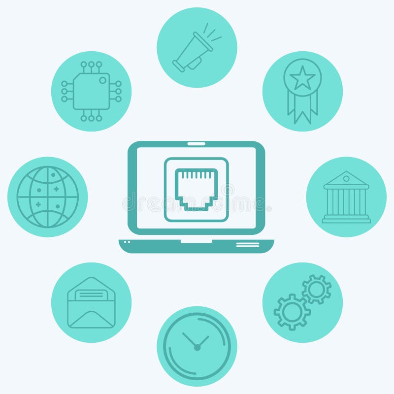 Ethernet Port Vector Icon Sign Symbol Stock Vector - Illustration of ...