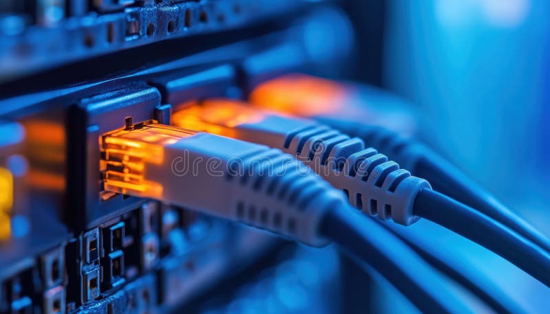 Ethernet Ports are Connected To Network Cables Stock Image - Image of ...