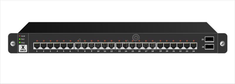 Switch Rack with Cables and Routers Stock Illustration - Illustration ...