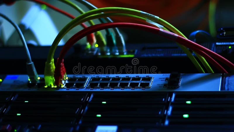 Ethernet Switch with Blinking LEDs Stock Video - Video of empty ...