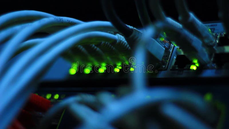 Ethernet Switch with Blinking LEDs Stock Video - Video of empty ...