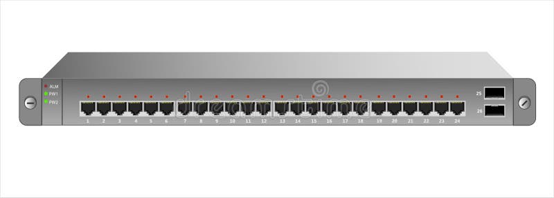 Switch Rack with Cables and Routers Stock Illustration - Illustration ...