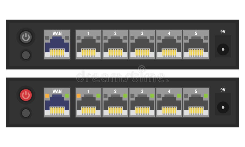 Ethernet Switch with 6 Ports Stock Vector - Illustration of connection ...