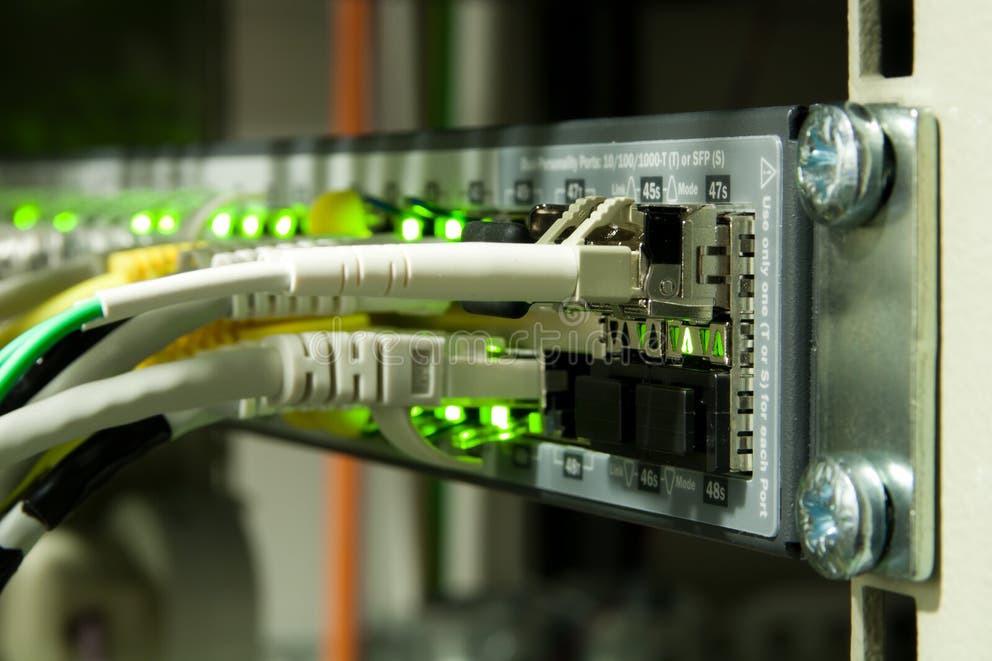 Ethernet switch on a rack stock photo. Image of pair - 20561398
