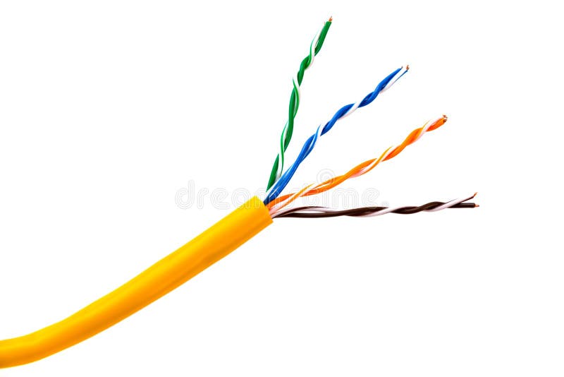 Ethernet Wire Cable or Yellow Patch-cord with Twisted Pair Stock Image ...