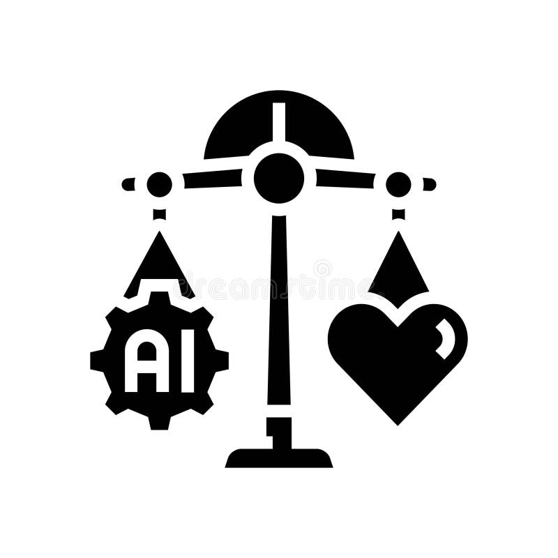 Ethical Ai Balance Scale Deep Learning Glyph Icon Vector Illustration ...