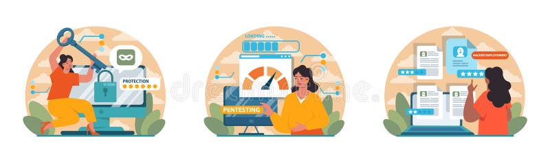 Ethical Hacker Set. Character Conducting a Security Penetration Test ...