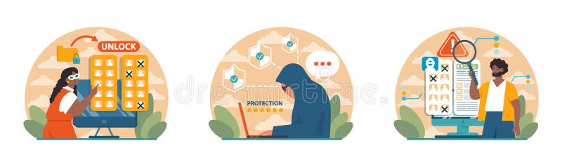 Ethical Hacker Set. Character Conducting a Security Penetration Test ...