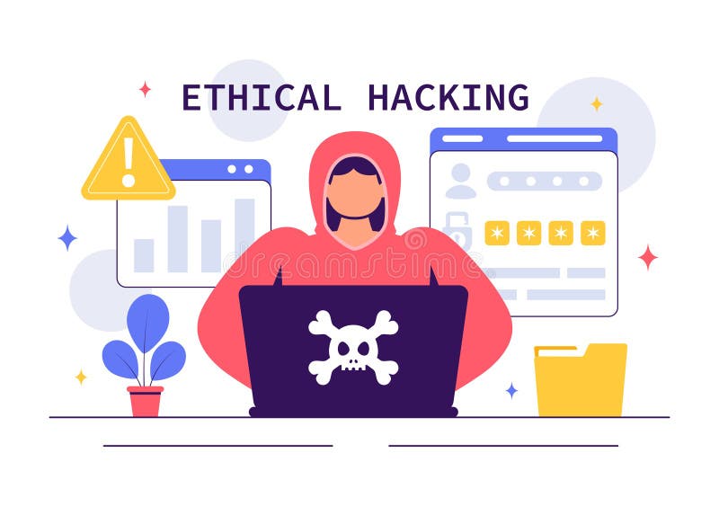 Ethical Hacking Illustration Featuring a Developer Practicing Hacking on a Web Application ...