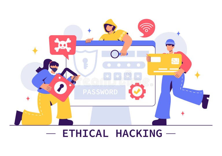 Ethical Hacking Illustration Featuring a Developer Practicing Hacking on a Web Application ...