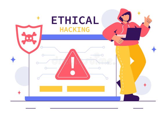 Ethical Hacking Illustration Featuring a Developer Practicing Hacking on a Web Application ...