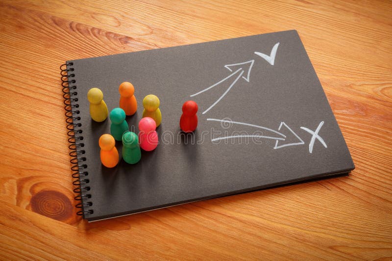 Ethical Leadership Concept. Figures and Two Directions Right and Wrong ...