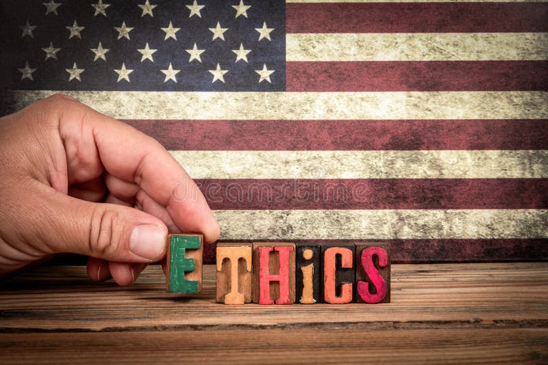 ETHICS. Colorful Letters of the Alphabet on a Wooden Texture Table ...