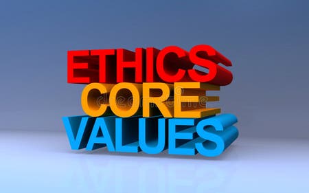 Ethics core values on blue stock illustration. Illustration of ...