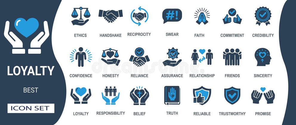 Ethics Icons Set - Handshake, Trust, Commitment, Loyalty, Honesty ...
