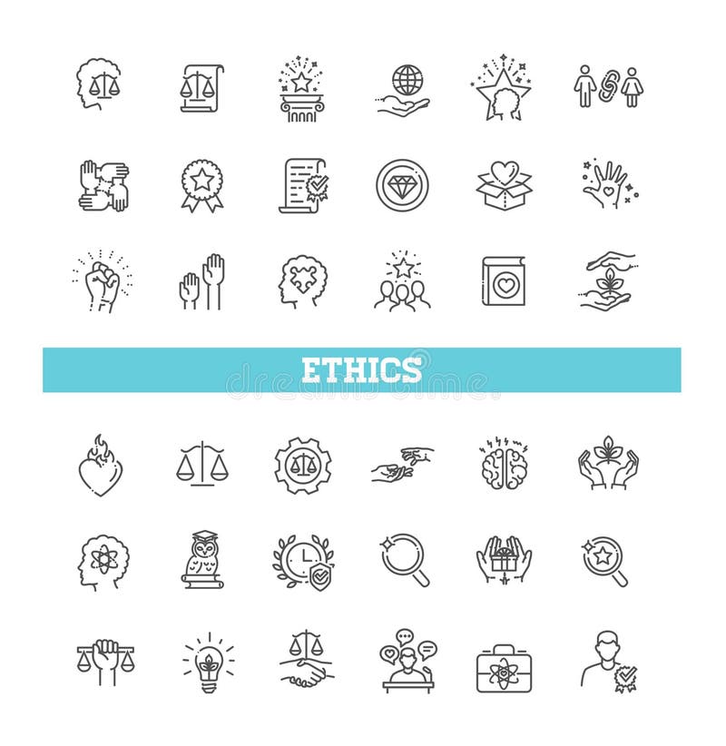 Ethics Icons Bundle. Linear Dot Style Icons. Vector Illustration Stock ...