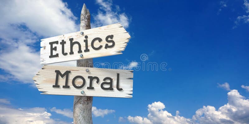 Ethics, Moral - Wooden Signpost with Two Arrows Stock Illustration ...