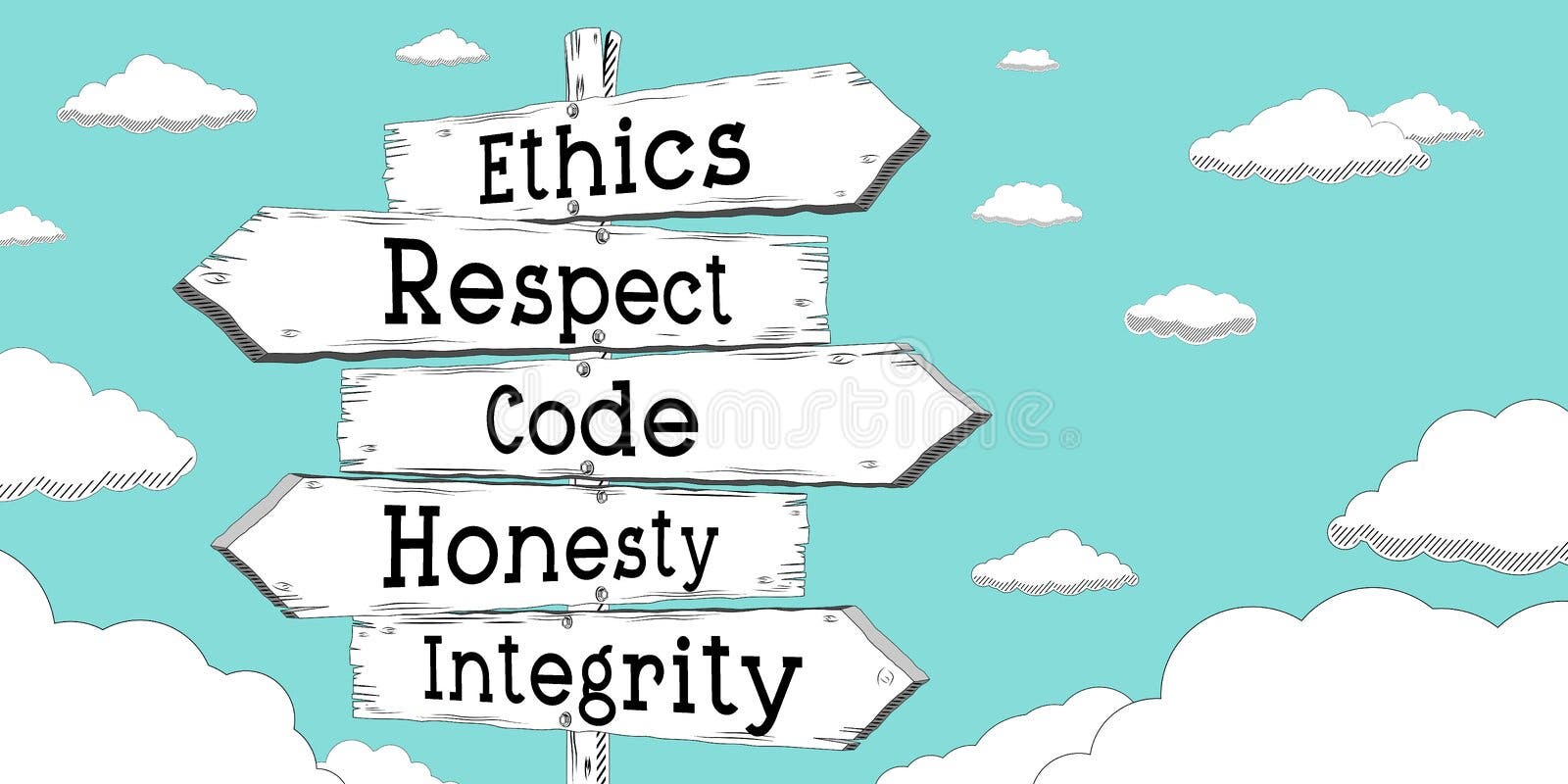 Code, Ethics, Respect, Honesty, Integrity - Words on Wooden Blocks ... Code, Ethics, Respect, Honesty, Integrity - Words on Wooden Blocks ...