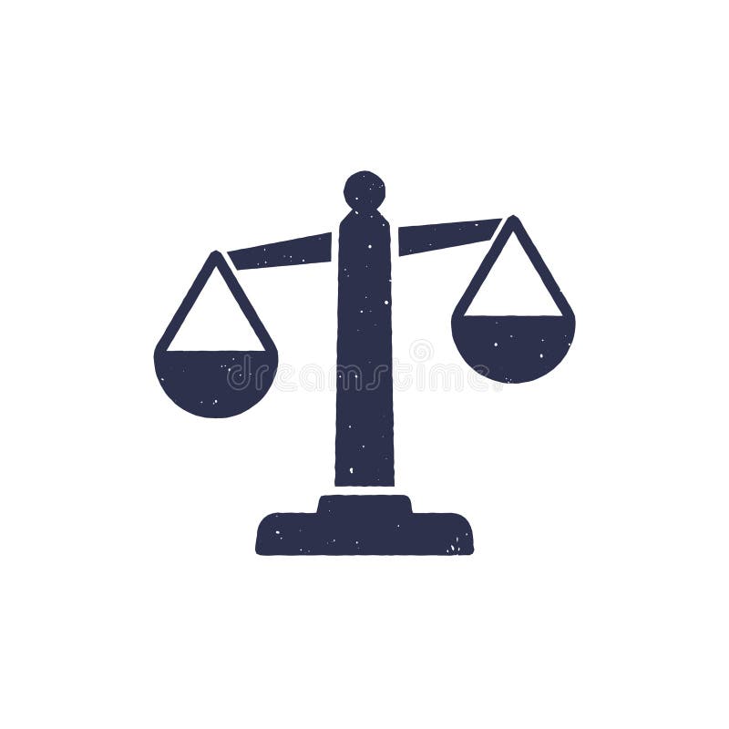 Ethics, Scales Icon on White with Grunge Texture Stock Vector ...