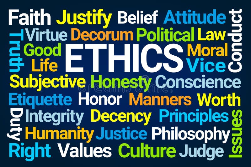 Ethics word cloud stock illustration. Illustration of definition - 9633056
