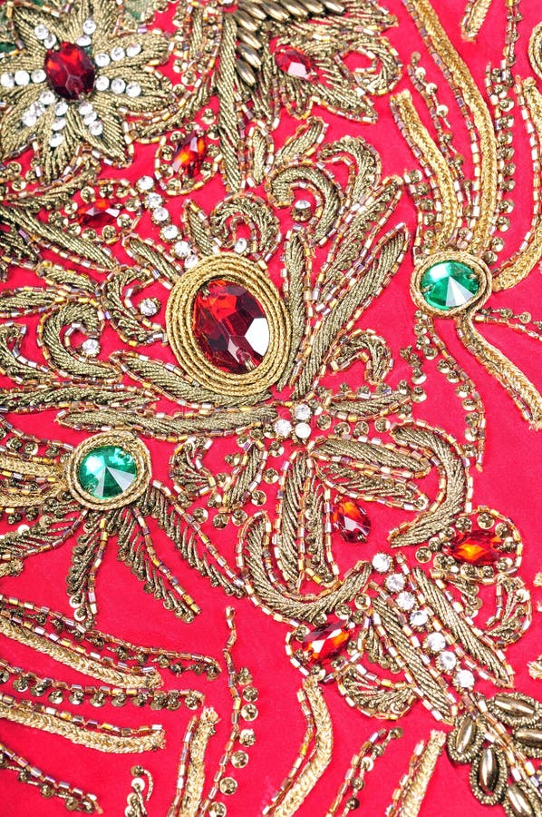Ethinic gold embroidery stock photo. Image of stones - 12682242