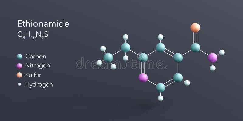 Ethionamide Molecule 3d Rendering, Flat Molecular Structure with ...