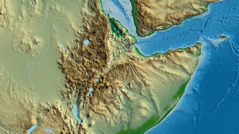 Ethiopia Area. Physical Map Stock Illustration - Illustration of sudan ...
