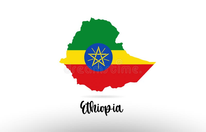 Ethiopia Country Flag Inside Map Contour Design Icon Logo Stock Vector