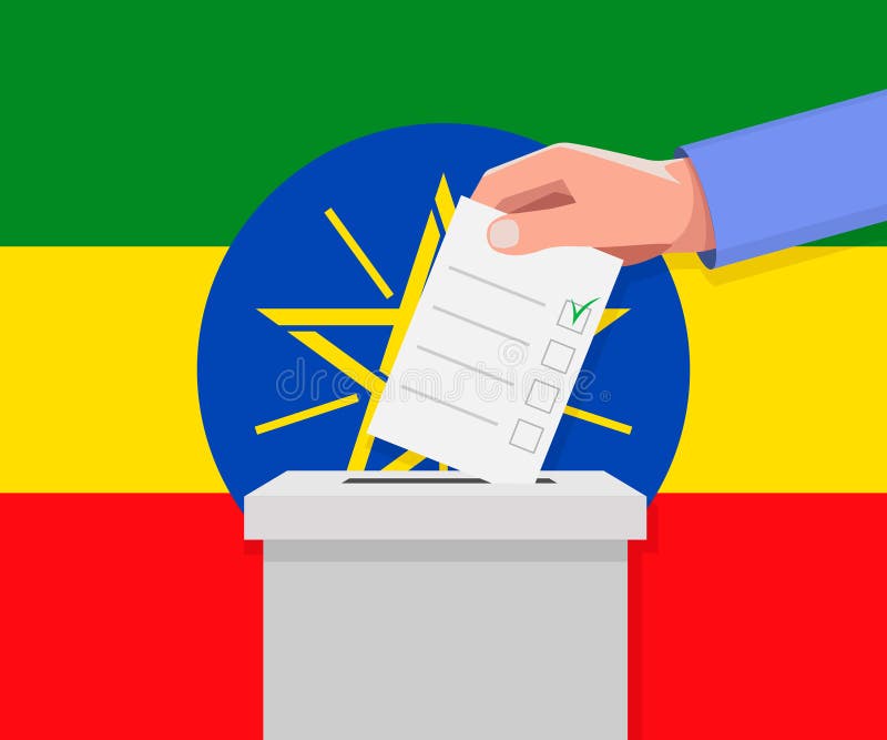 Ethiopia Election Concept. Hand Puts Vote Bulletin Stock Vector ...