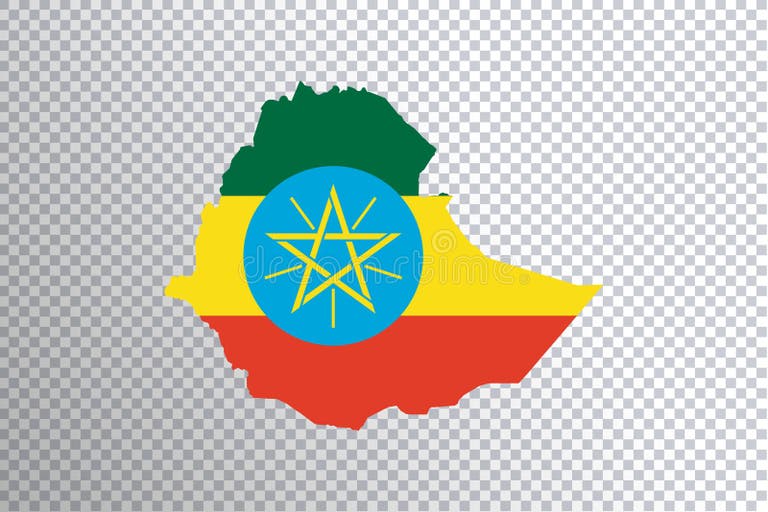 Ethiopia Flag on Map, Transparent Background Stock Illustration ...