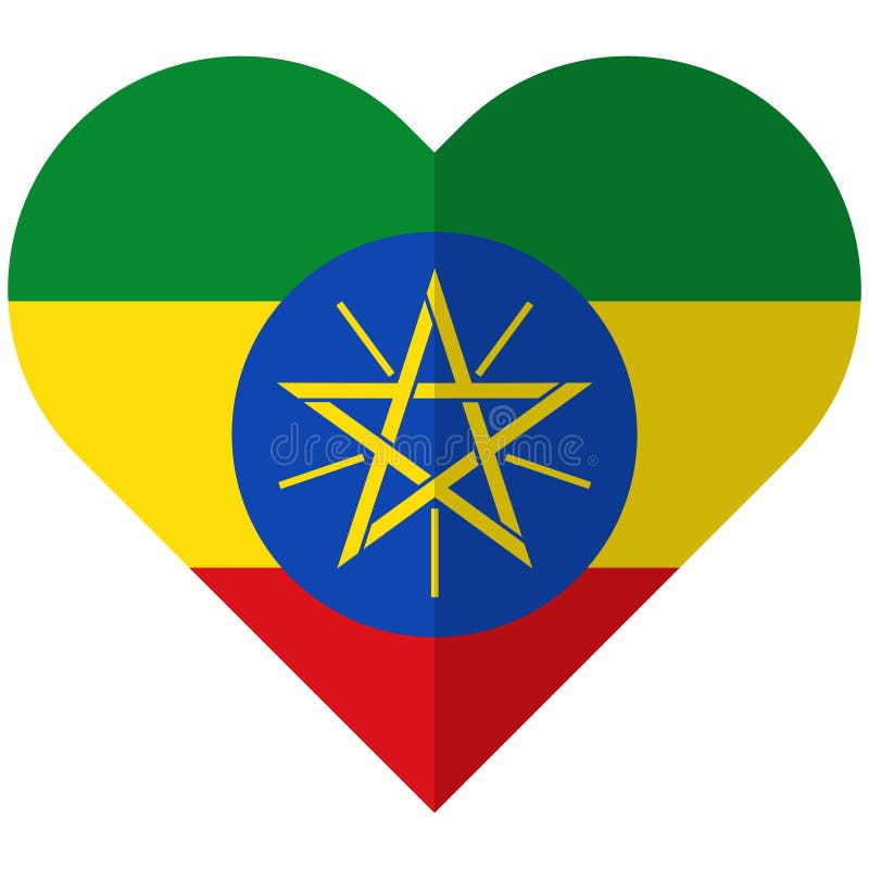 Ethiopia flat heart flag stock vector. Illustration of concept - 84535596