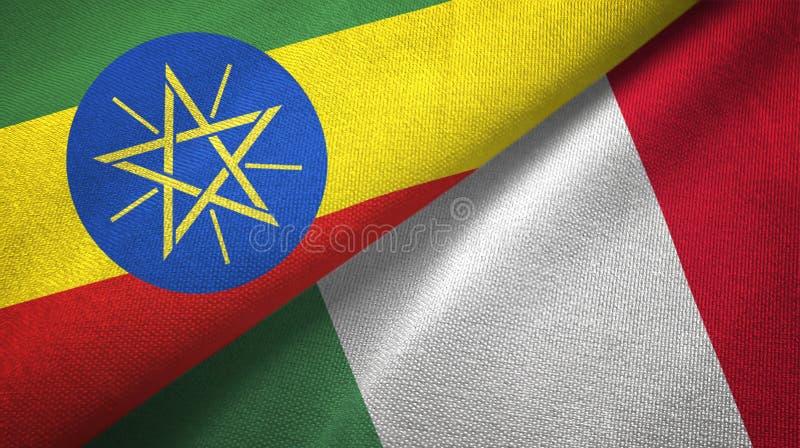 Ethiopia and Italy Flags Crossed and Waving Flat Style. Official ...
